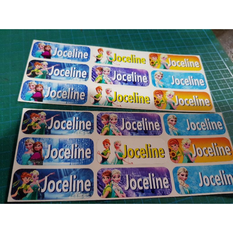 Jual stiker label nama water proof tahan air vinyl size L frozen anna ...