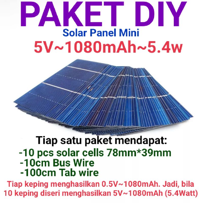 Jual Panel Listrik Tenaga Surya/Solar Cell 5V - 1.08A - 5.4Watt (Paket ...
