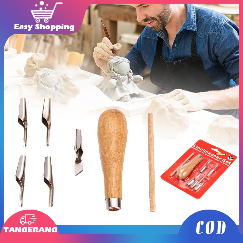 Jual Lino Cutter Set 5 Alat Ukir Pahat Ukir Lino Carving Tools | Shopee ...