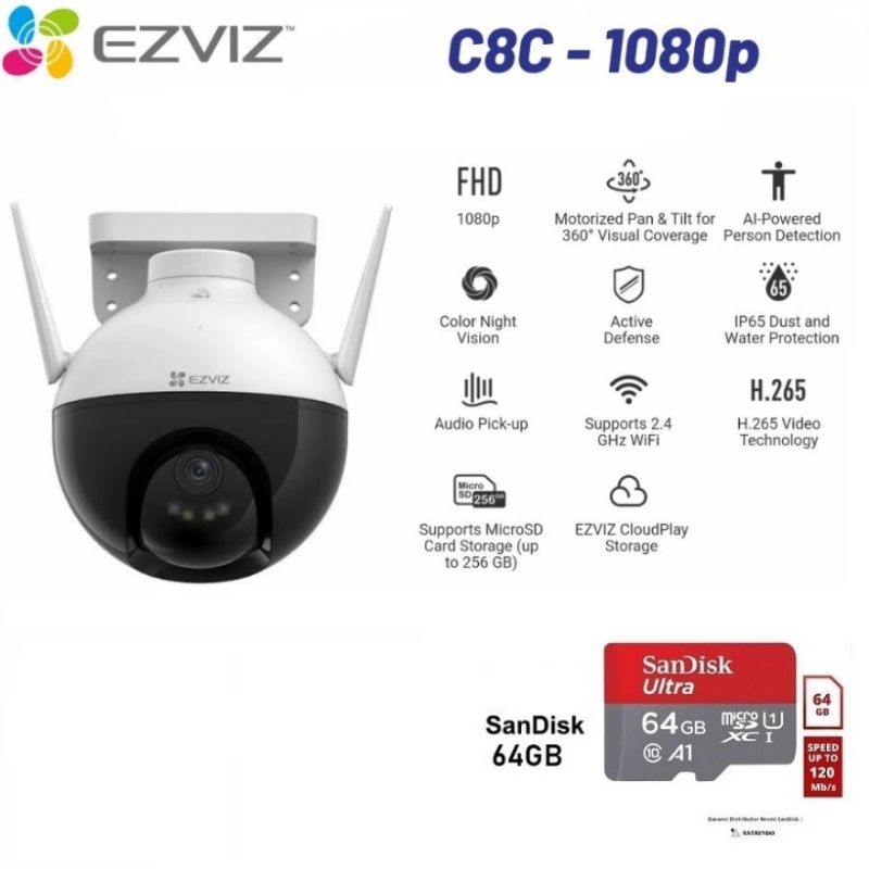 Jual EZVIZ C8C 1080P CCTV WIFI IP CAMERA IPCAM PTZ 1080P WIFI WI FI ...