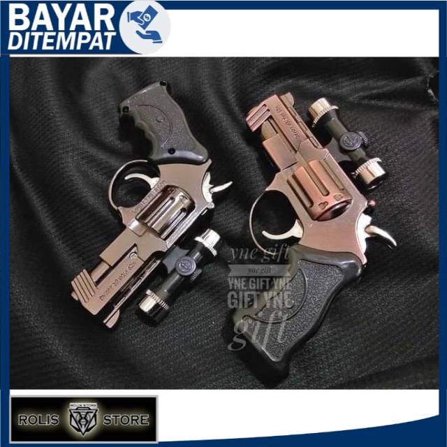 Jual KOREK API GAS BARA PISTOL REVOLVER LASER MINI KOREK PISTOL LASER ...