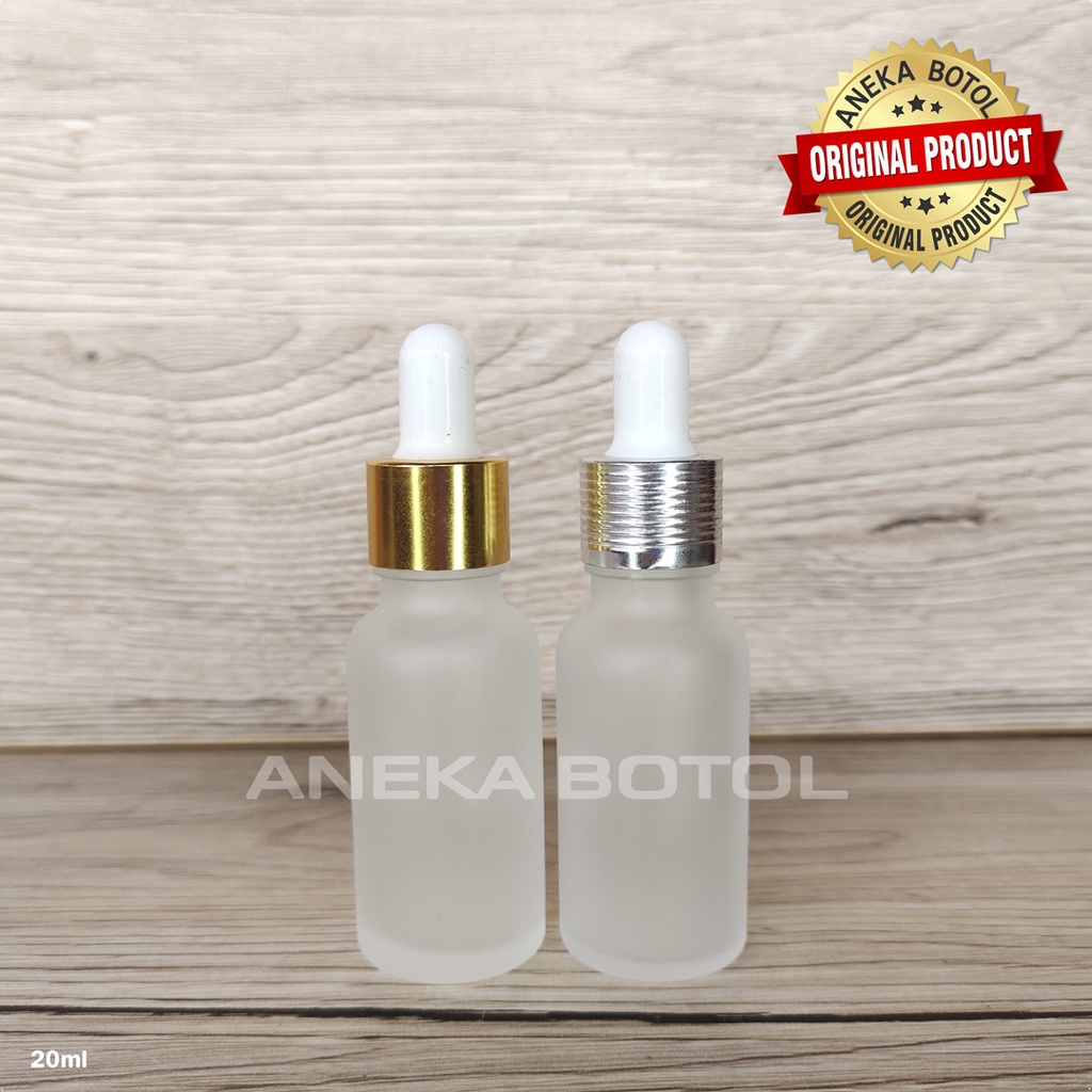 Jual BOTOL SERUM PIPET KACA 20 ML FROSTED TUTUP SILVER GOLD | Shopee ...