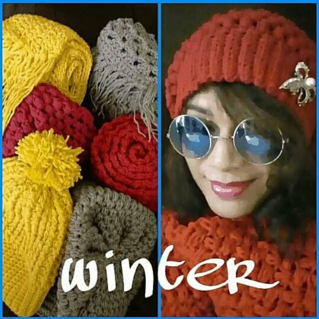 Jual WINTER SYAL DAN TOPI RAJUT (1 SET) | Shopee Indonesia