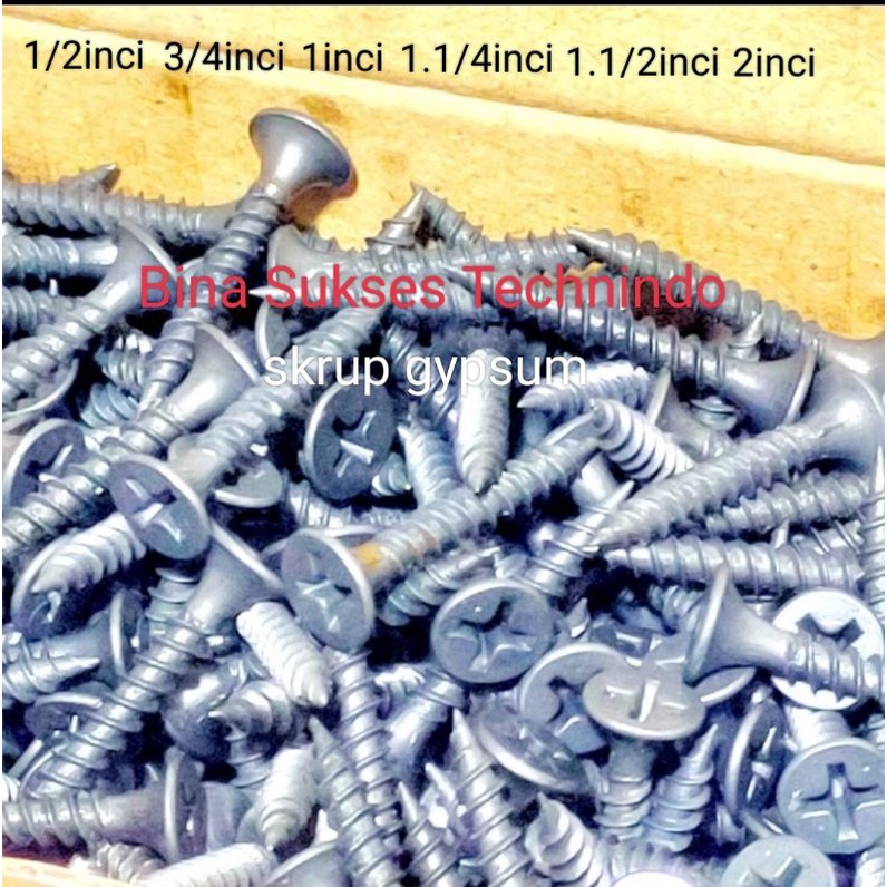 Jual scrup gypsum 1/2" 3/4" 1" 1.1/4" 1.1/2" 2" ecer per biji | Shopee ...