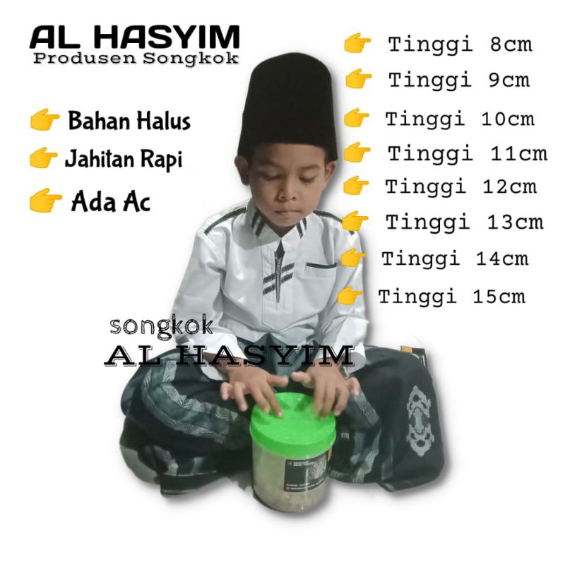 Jual Peci Songkok kopyah Hitam Untuk Anak Tinggi 8 cm 9 cm 10 cm 11 cm 12 cm 13 cm tebal dan ...