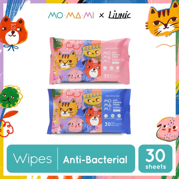 Jual Momami x Liunic Anti Bacterial Wipes - 30 sheets | Shopee Indonesia