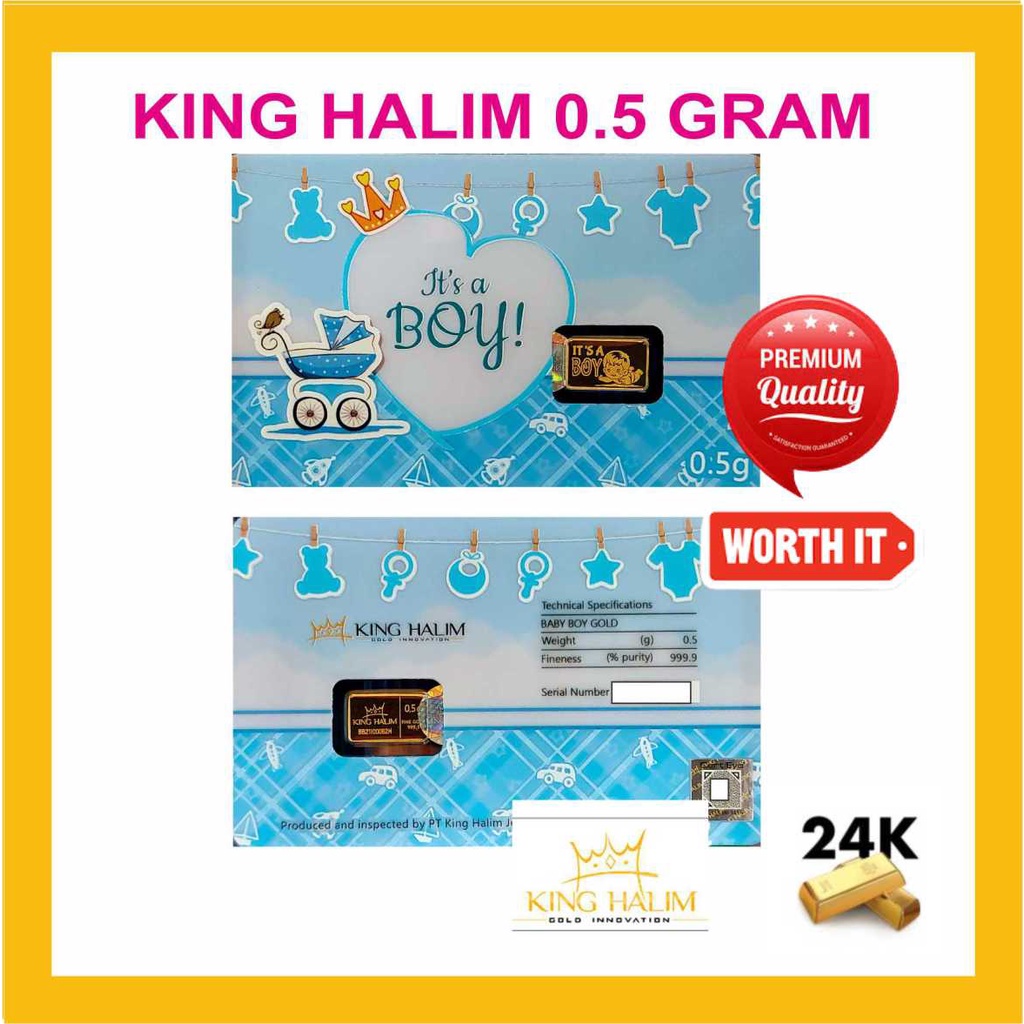 Jual LM Emas Logam Mulia King Halim 0,5 0.5 gram edisi its a boy Certieye kelahiran bayi laki ...