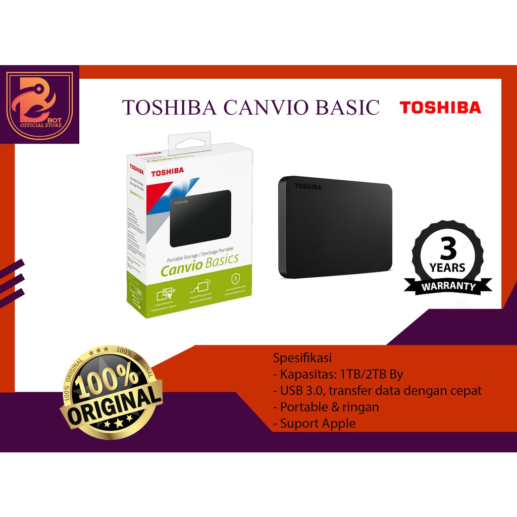 Jual Hardisk Eksternal Toshiba Canvio Basics-Canvio Ready 1TB 2TB Original | Hardisk Portable ...