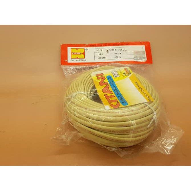 Jual Kabel LINE Telpon KITANI 20 m + Jack RJ 11 Telepon Telfon Cable ...
