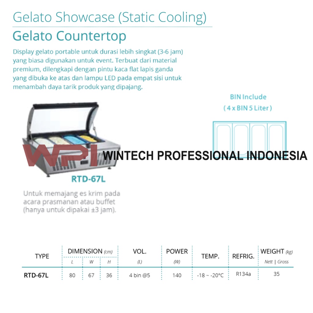 Jual Gea RTD-67L Gelato Showcase / Pemajang Ice Cream Pada Acara ...