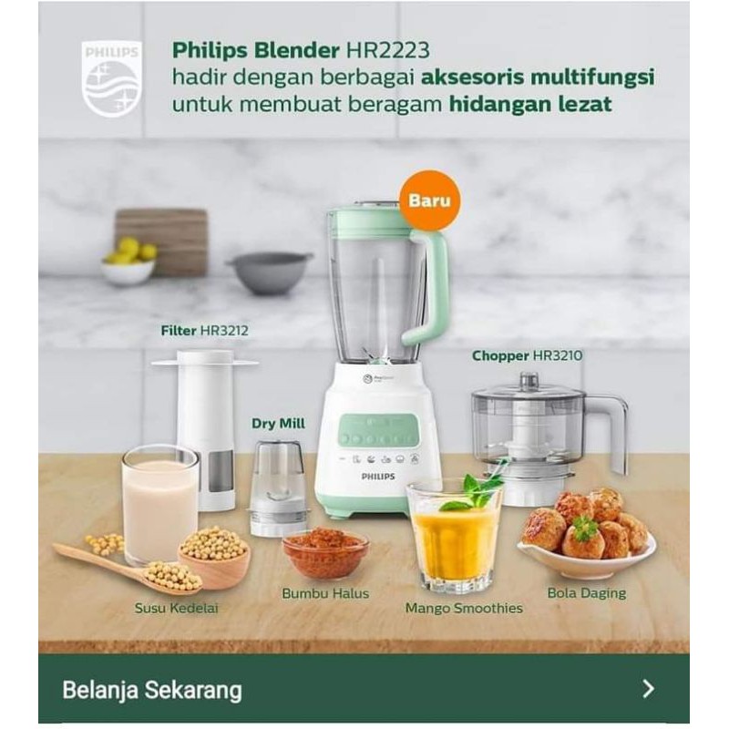 Jual Blender Philips HR 2223 Multi Aksesoris Garansi Philips 2 Tahun ...