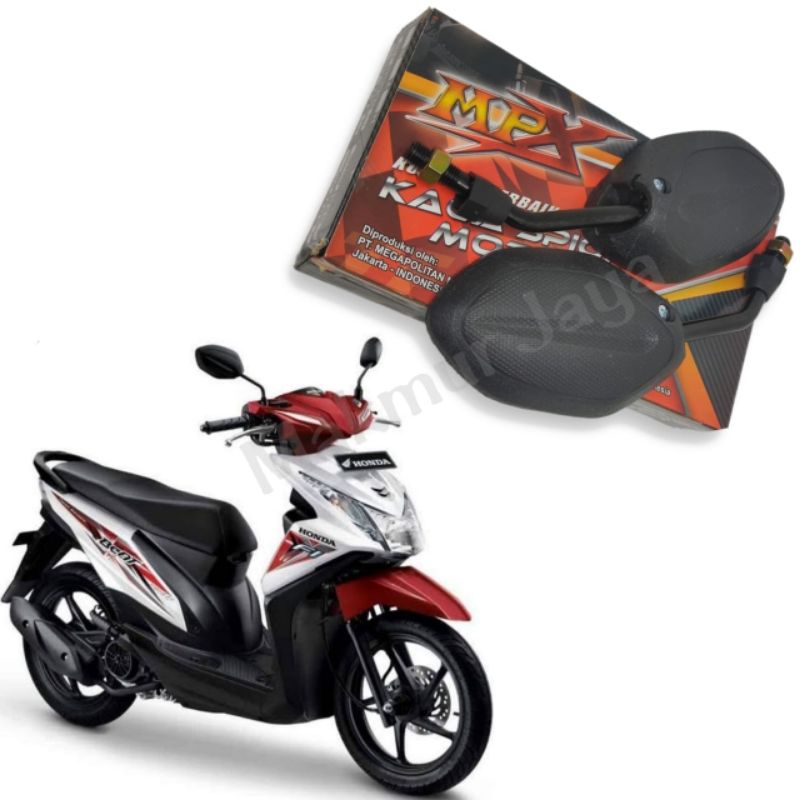 Jual Kaca Spion Honda Beat Gagang Mini Tangkai Black original Standar ...