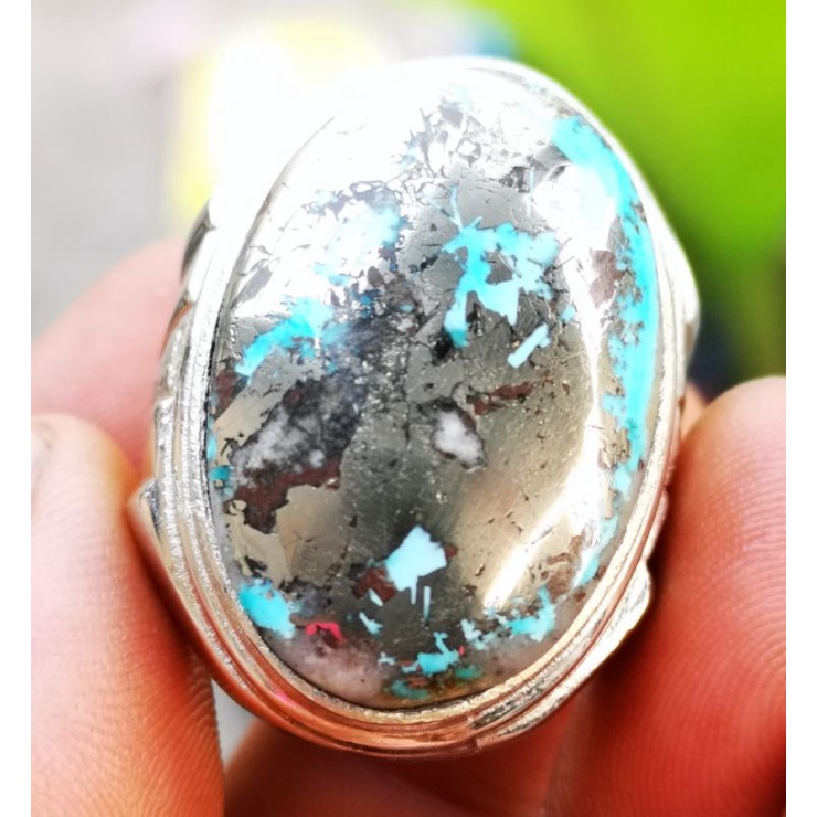 Jual Batu akik natural pirus Persia badar perak | Shopee Indonesia