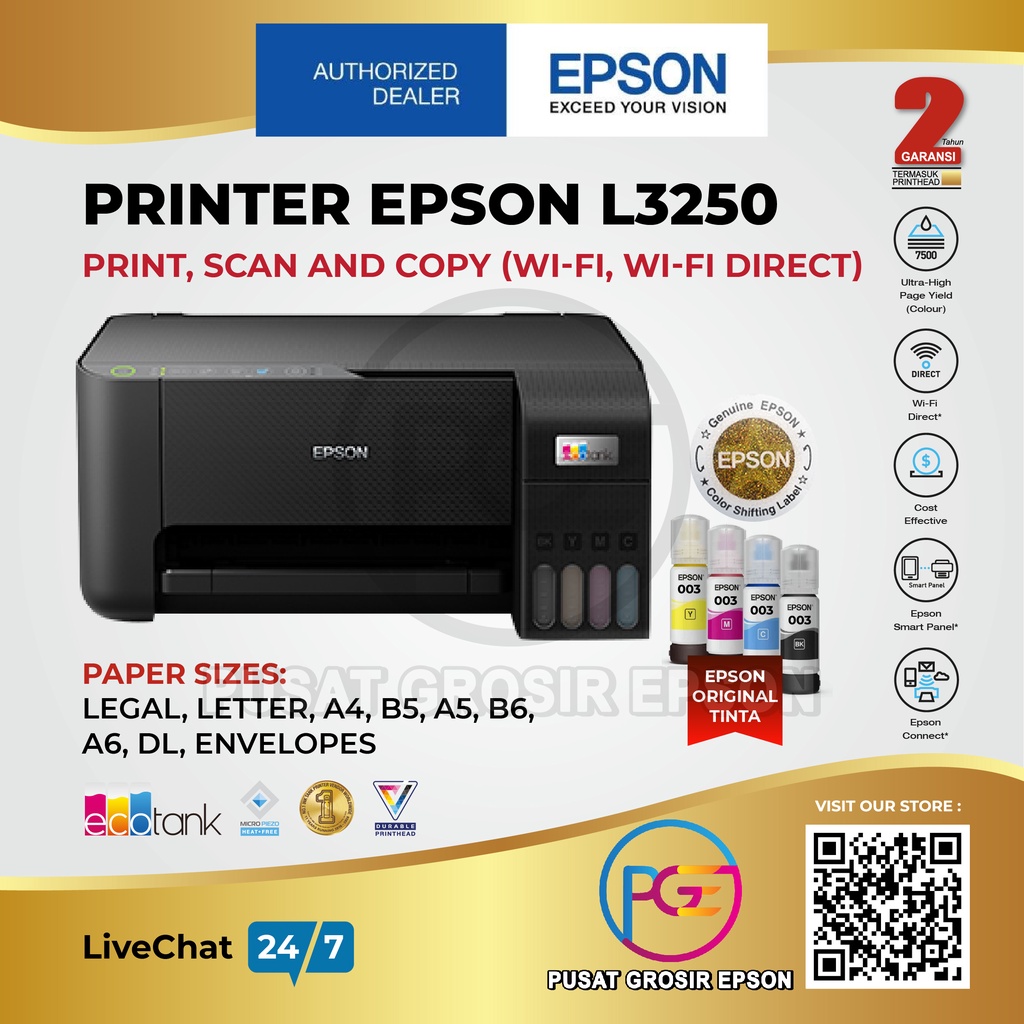 Jual PRINTER EPSON L3250 L-3250 L 3250 ECOTANK A4 WIFI ALL IN ONE ...