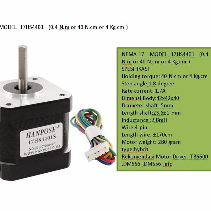 Jual Stepper Motor Hanpose 17Hs4401 Nema 17 42Bygh 1.7A Nema 17 Hanpose ...