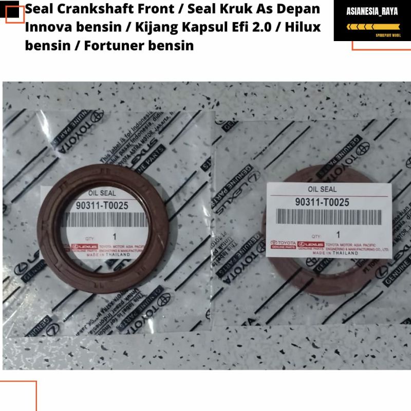 Jual Seal Crankshaft Front / Seal Kruk As Depan Innova bensin / Kijang Kapsul Efi 2.0 / Hilux ...