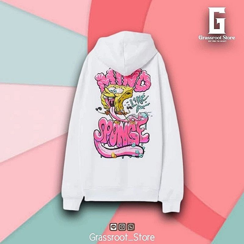 Jual Hoodie H&M Spongebob MIND LIKE A SPONGE White Original | Shopee ...