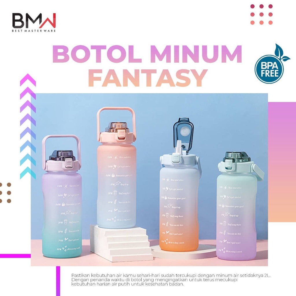 Jual Botol Minum Fantasy Motivasi Rainbow Viral 2 Liter | Shopee Indonesia