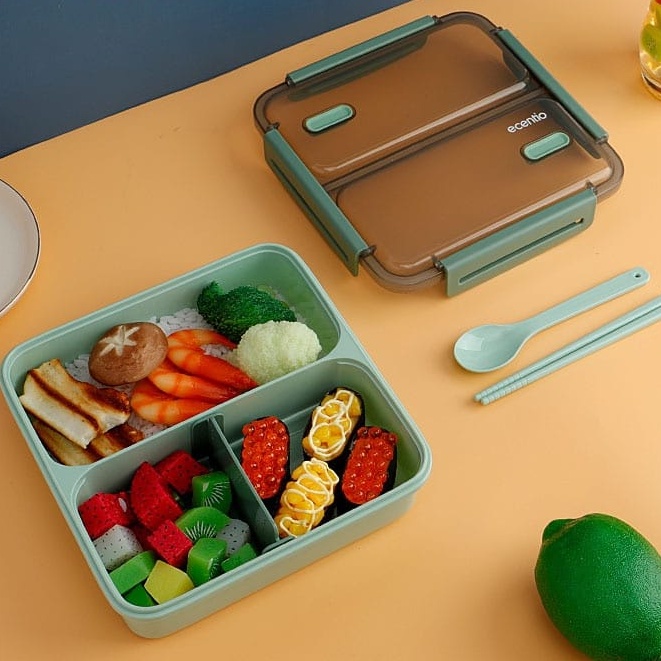 Jual Kotak Tempat Makan / Lunch Box / Bpa Free / PP Jerami Gandum / Bento Set 1000ml | Shopee ...