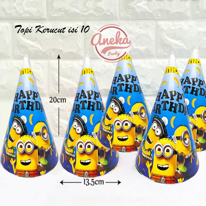 Jual Topi Ulang Tahun minion / Topi Pesta karakter / topi ultah kerucut ...