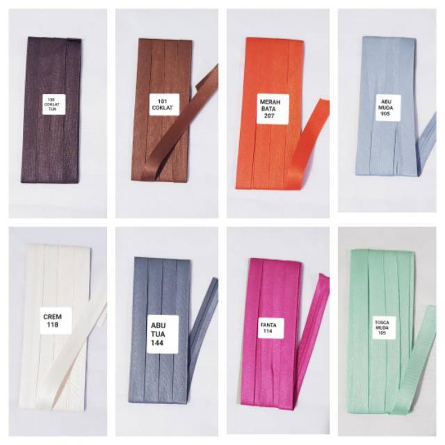 Jual BISBAN/BIAS TAPE POLOS SUPER ISI 3 YARD BAHAN SATIN | Shopee Indonesia