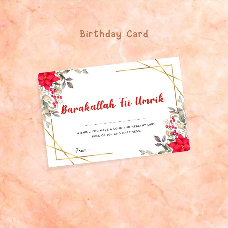 Jual KARTU UCAPAN BIRTHDAY BARAKALLAH FII UMRIK ULANG TAHUN / GREETING ...
