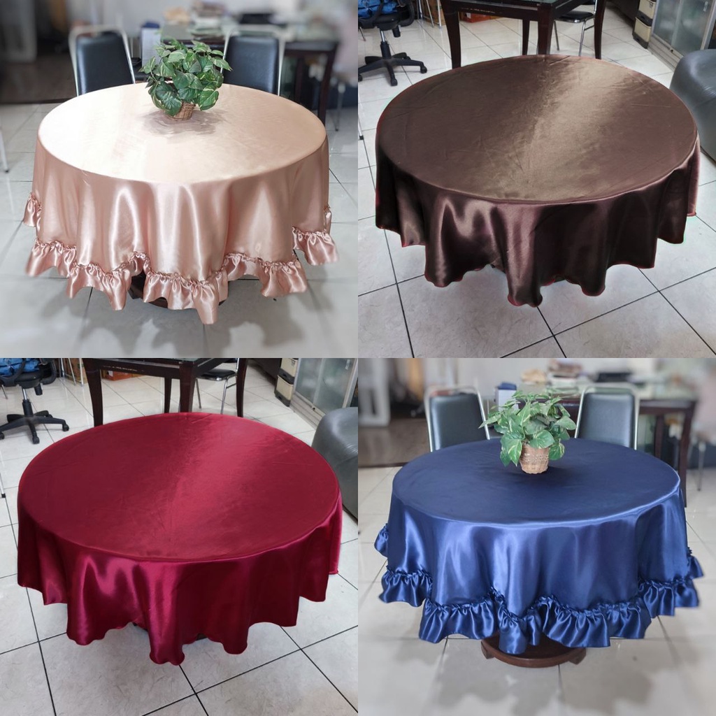 Jual Taplak meja makan bundar / bulat polos satin mewah ukuran besar ...