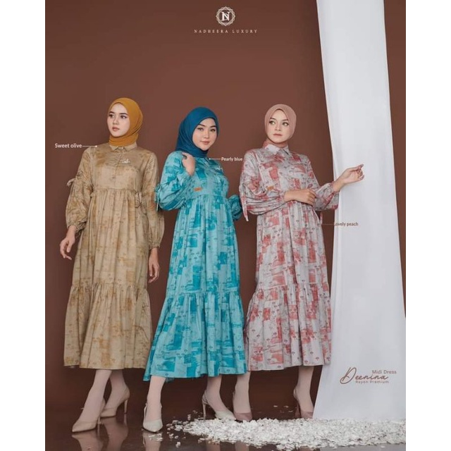 Jual Deenina Midi Dress by Nadheera Luxury | Midi Dress ternyaman | Shopee Indonesia