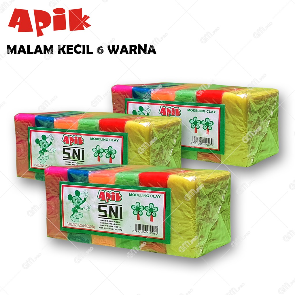 Jual Lilin mainan Apik SNI / Malam mainan kecil 6 warna / Play dough ...