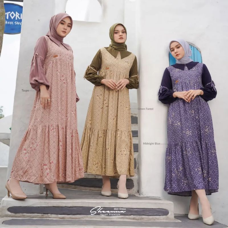 Jual SHEENA FLOWER MIDI DRESS by Nadheera Luxury [ NEW - Nadheera Midi Series ] Gamis Midi ...