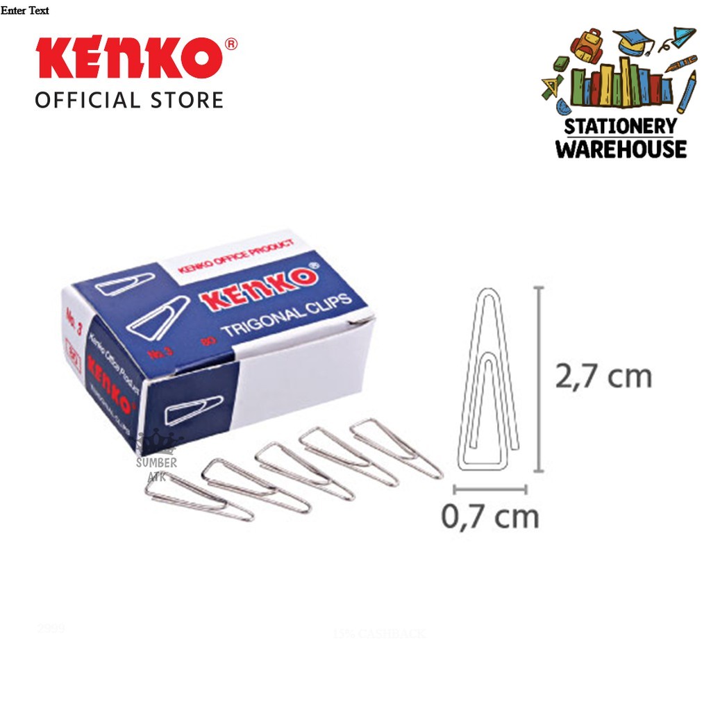 Jual KENKO Paper Clip TRIGONAL CLIP No. 3 / KLIP KERTAS - 1 BOX ...
