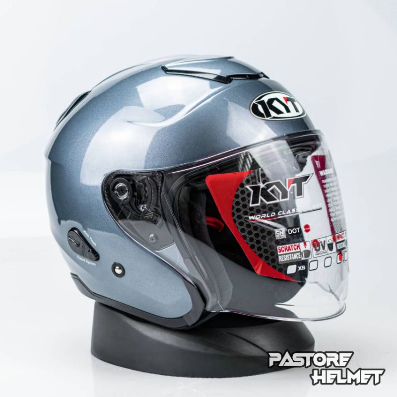Jual Helm KYT Kyoto R Grey Glossy / KYT Kyoto Solid Grey / Half Face ...