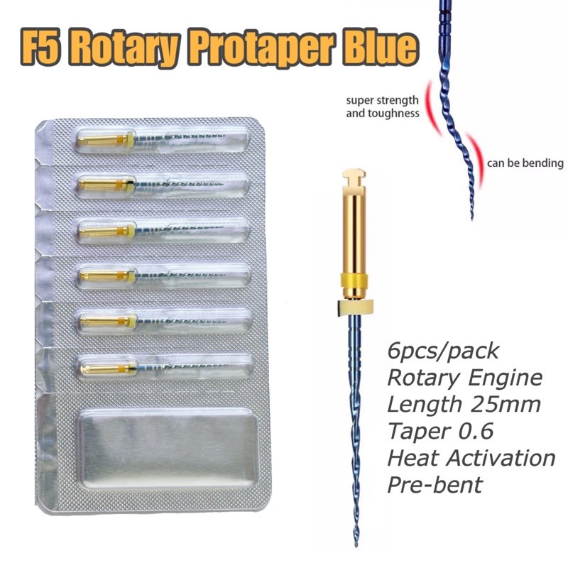 Jual kfile k-file files F5 Rotary Protaper Blue Ni-Ti niti Taper 0.6 06 ...