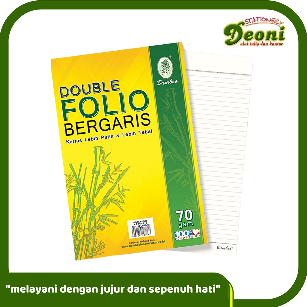 Jual BAMBOO Kertas Tulis Double Folio Bergaris 70 Gsm isi 20 Lembar ...