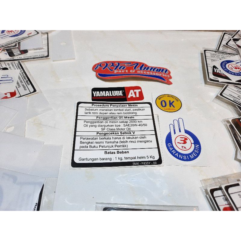 Jual stiker prosedur yamaha stiker panduan nouvo sticker garansi nouvo ...
