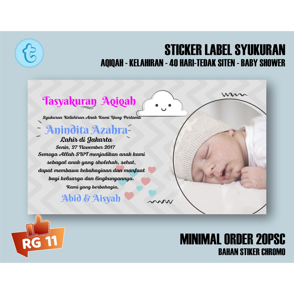Jual Sticker Label Syukuran Kelahiran - Aqiqah - 40Hari - Tedak Siten ...