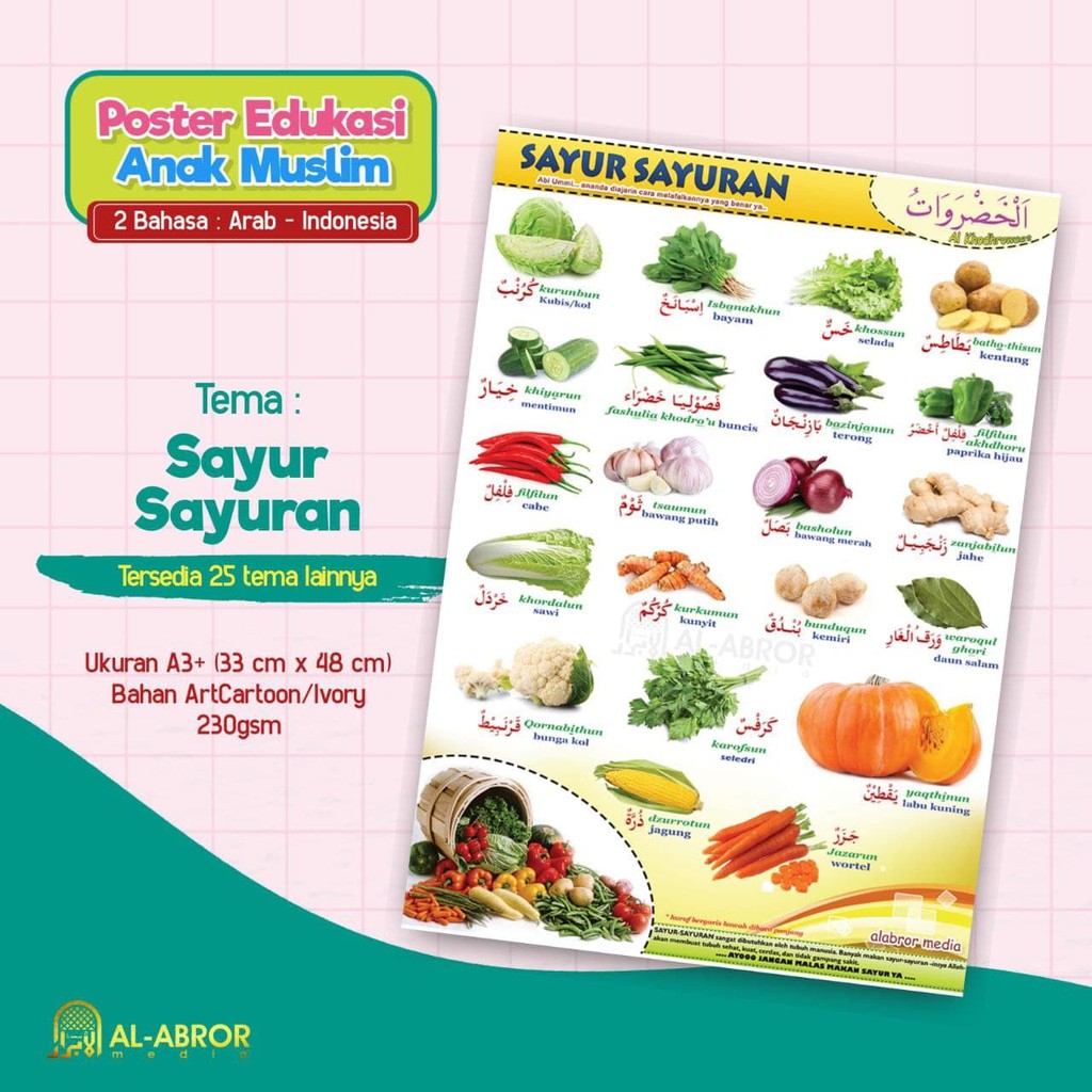 Jual Poster Edukasi Anak Muslim - Sayur-Sayuran | Shopee Indonesia