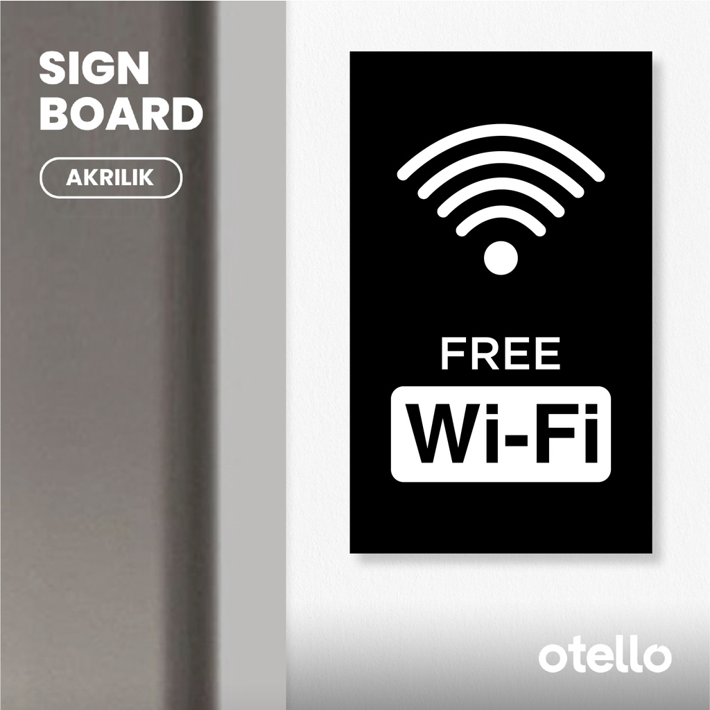 Jual Otello Sign Papan Free Wifi Papan Tanda Wifi Area Label Akrilik ...