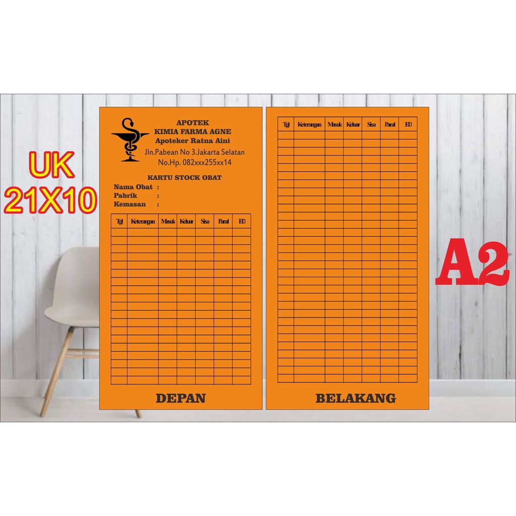 Jual (CUSTOM KOP)ISI 100 LEMBAR kartu stock barang / Kartu stock Obat ...