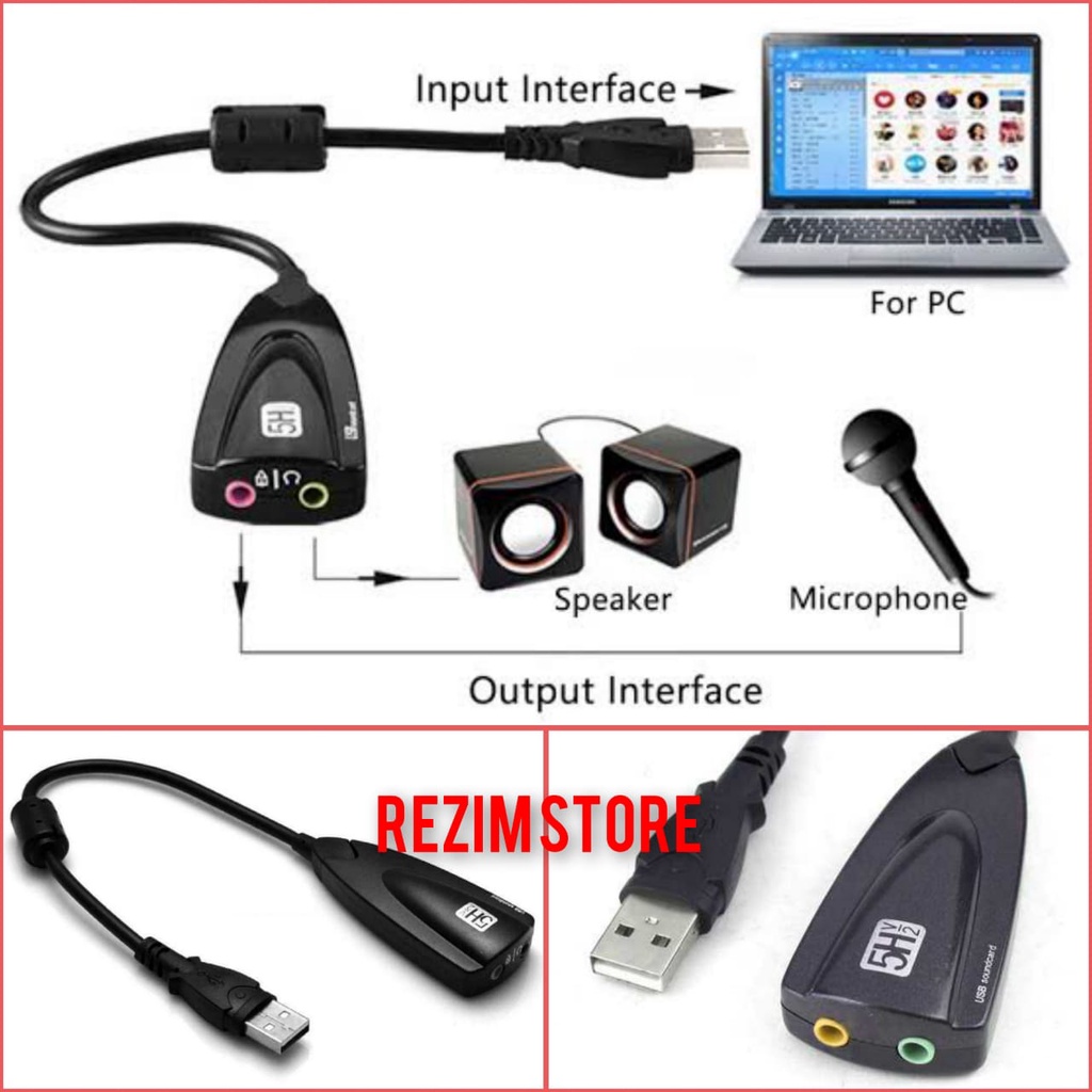 Jual USB to Virtual 7.1 Channel Audio Sound Card Adapter Chipset 5Hv2 | Shopee Indonesia