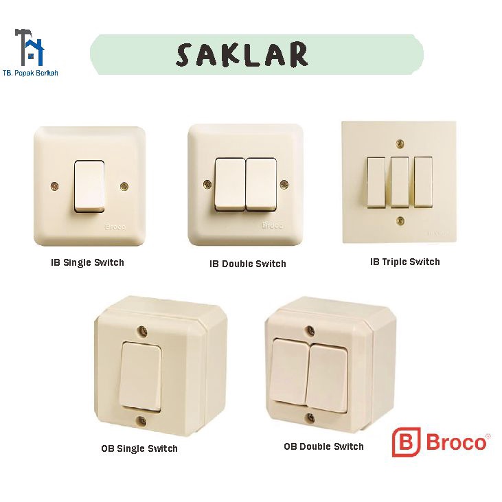 Jual Saklar Tanam dan Tempel Berbagai Ukuran Broco | Shopee Indonesia