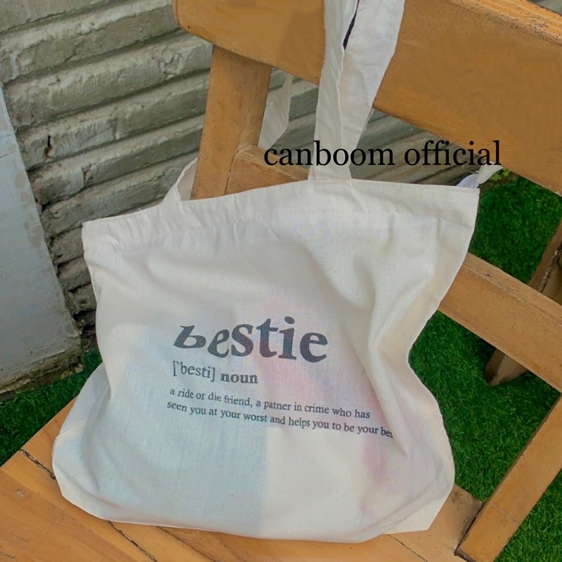 Jual Tote Bag Kanvas Quotes Text Tulisan Bestie Resleting By Can Boom ...