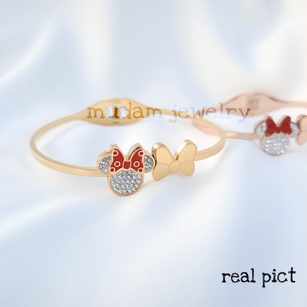 Jual Gelang Bangle Titanium Minnie Pita Tersedia Warna Rosegold, Gold ...