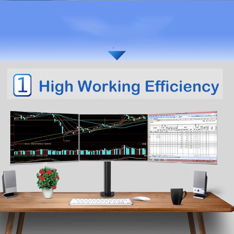 Jual Triple W Triple Monitor Bracket Stand 3 Clamp Mount Arm Breket LED ...