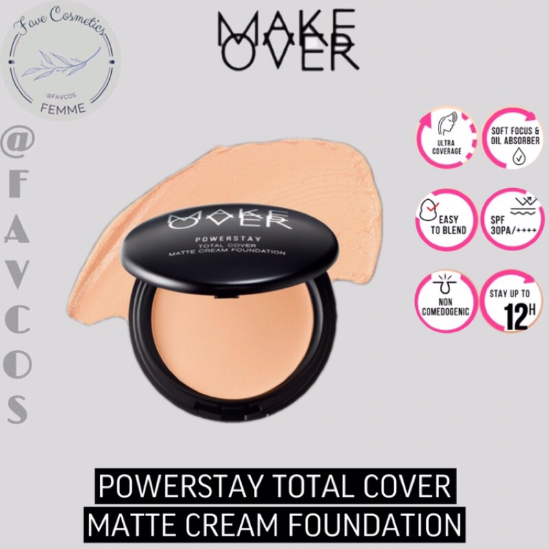 Jual MAKE OVER Powerstay Total Cover Matte Cream Foundation | Shopee ...