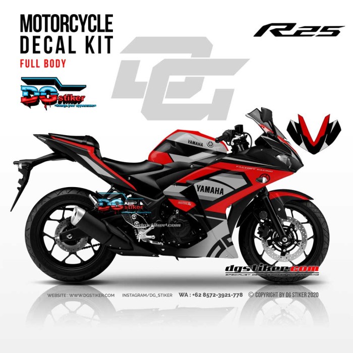 Jual Decal Sticker R25 Hitam Merah Desmosedici DG Stiker | Shopee Indonesia