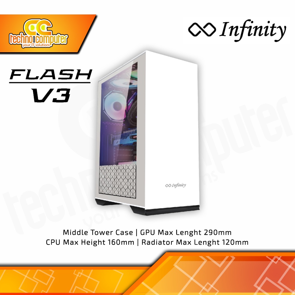 Jual CASING INFINITY FLASH V3 White - ATX Case Tempered Glass | Shopee ...