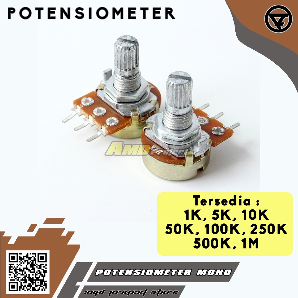 Jual Potensiometer Mono Potensio Meter Linear 1K 5K 10K 20K 50K 100K ...