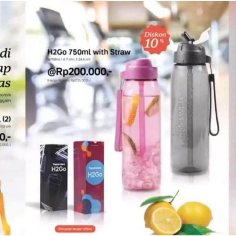 Jual tupperware h2go 750ml straw free box (1) | Shopee Indonesia