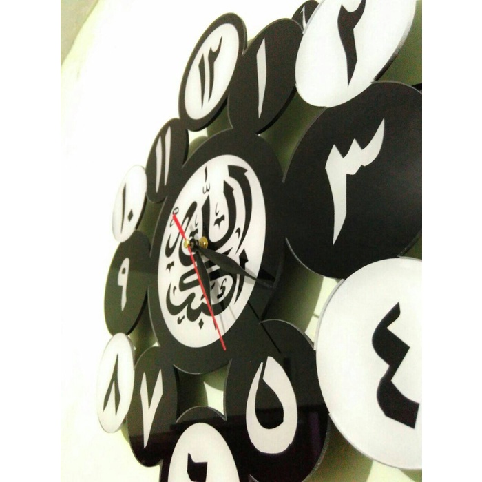 Jual Jam Custom Akrilik Desain Kaligrafi Angka Arab Termurah | Shopee ...